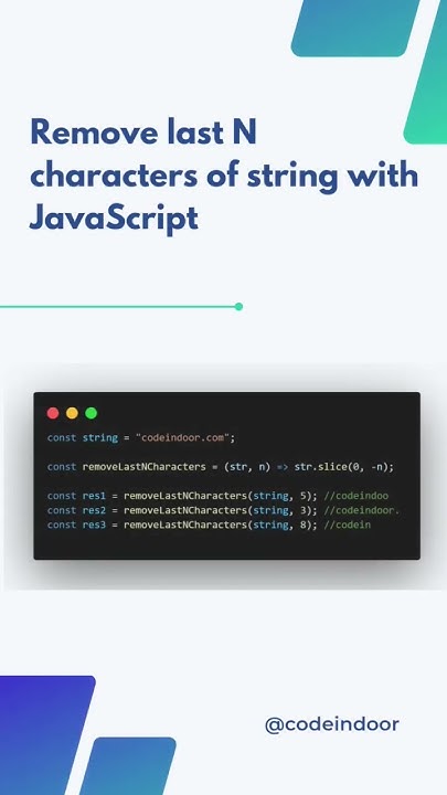 Remove The Last N Characters Of String With Javascript Javascript Js Code Reactjs