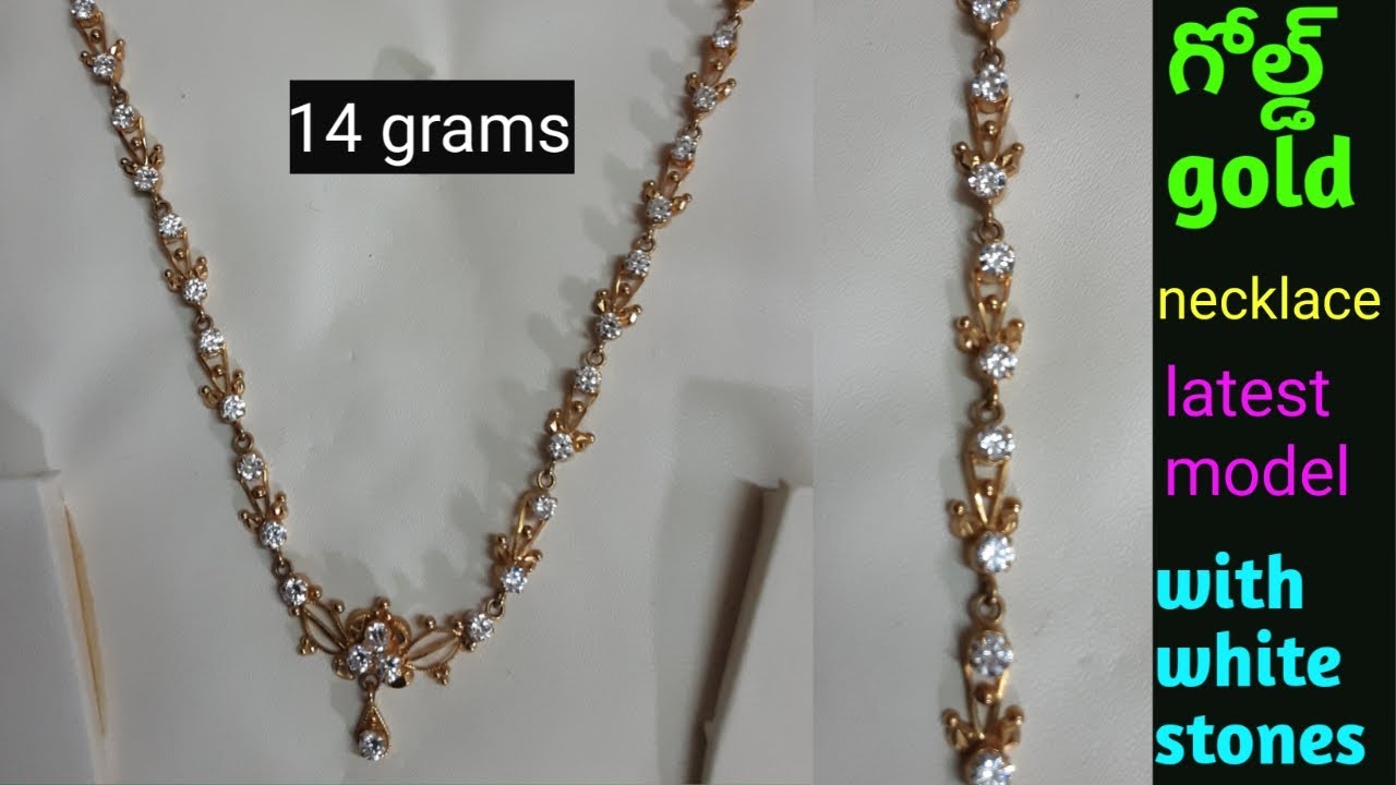 Latest whitestone gold necklace design//14grams whitestone gold ...