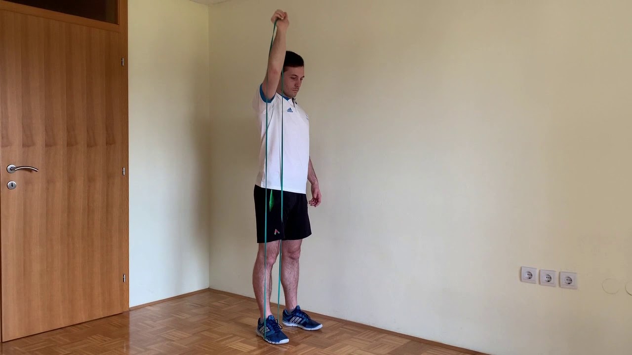 Overhead Press w Elastic Band - YouTube