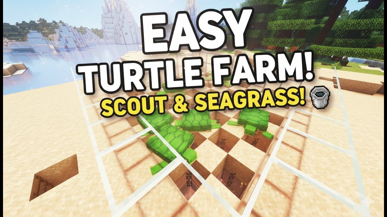 EASY Minecraft Turtle Farm!😀 (Scutes & Seagrass)#MinecraftTutorial # ...