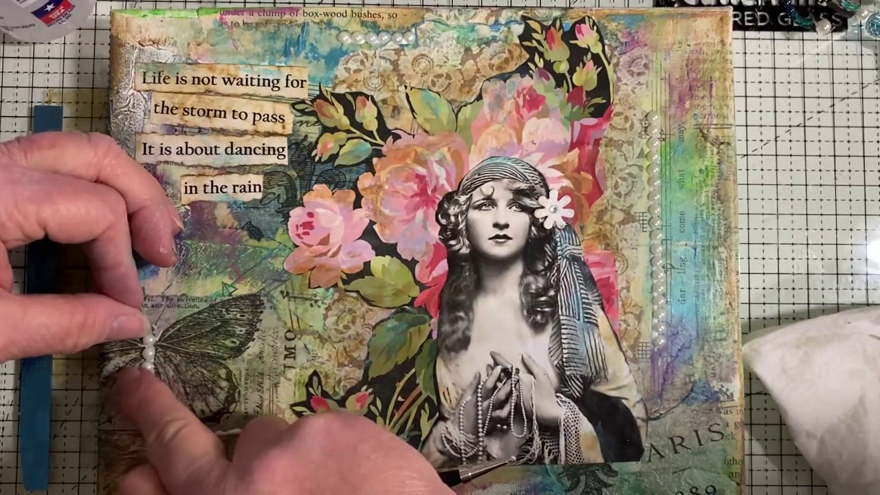 Mixed Media Collage Painting Tutorial- Part 4 - YouTube