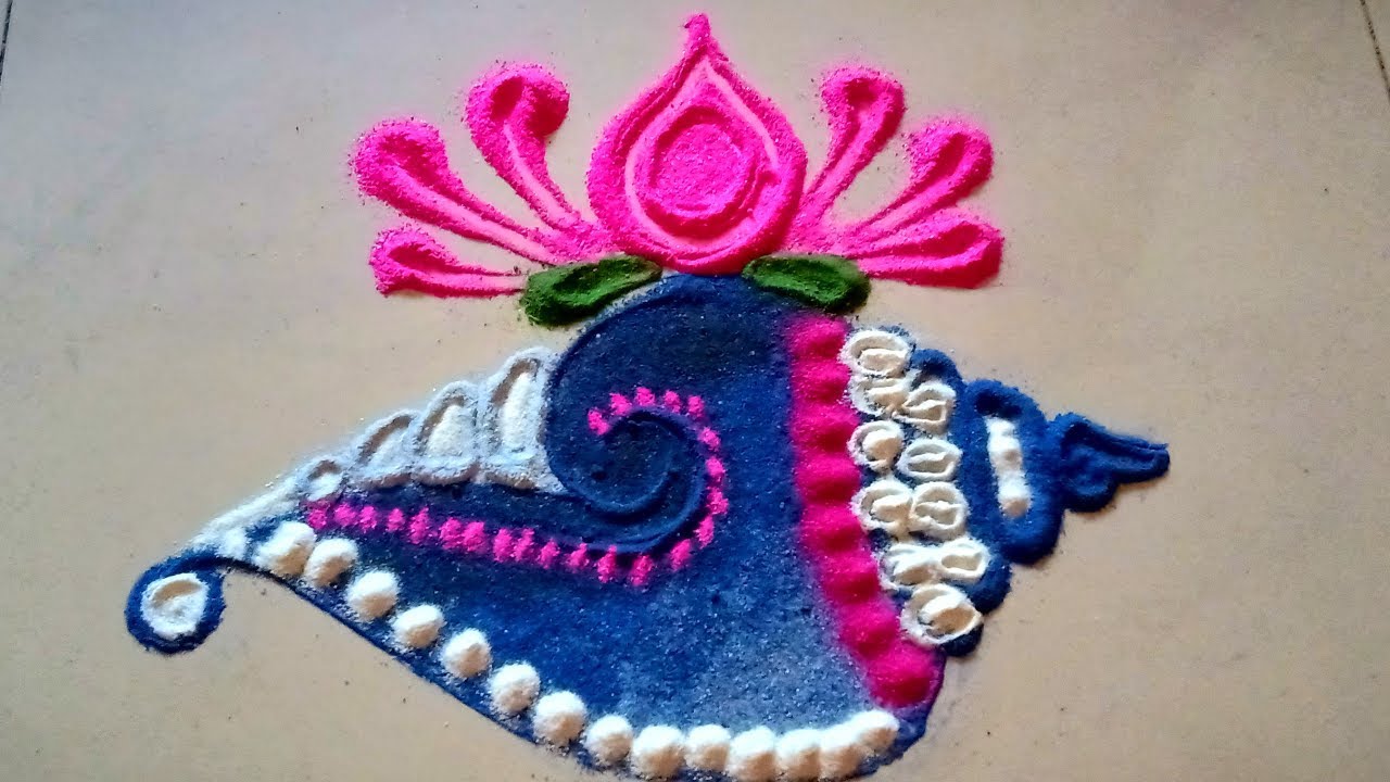 Shankh rangoli kolam | Ram Navami Rangoli | Sri Rama Navami Rangoli ...