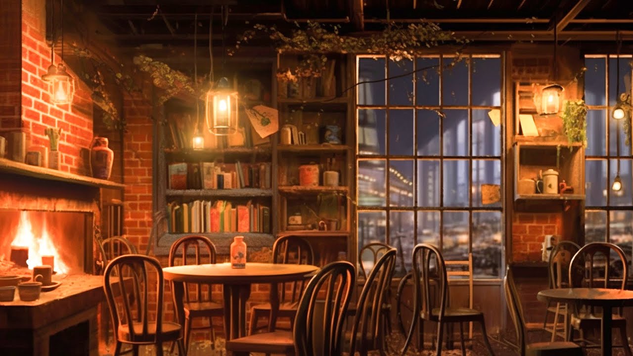 ELF COFFEE SHOP AMBIENCE: Heavy Rain on Window Sounds and Crackling ...