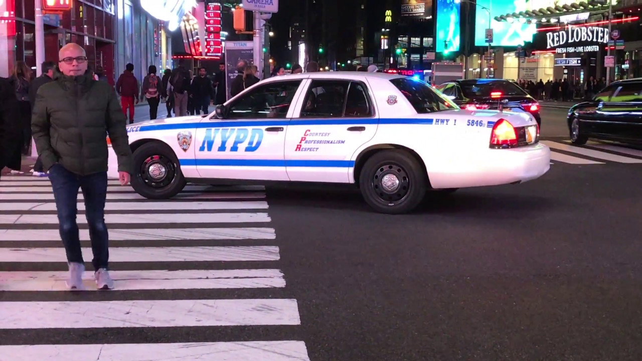 NYPD POLICE INTERCEPTOR UTILITY RESPONDING ON WEST 42ND STREET IN TIMES ...