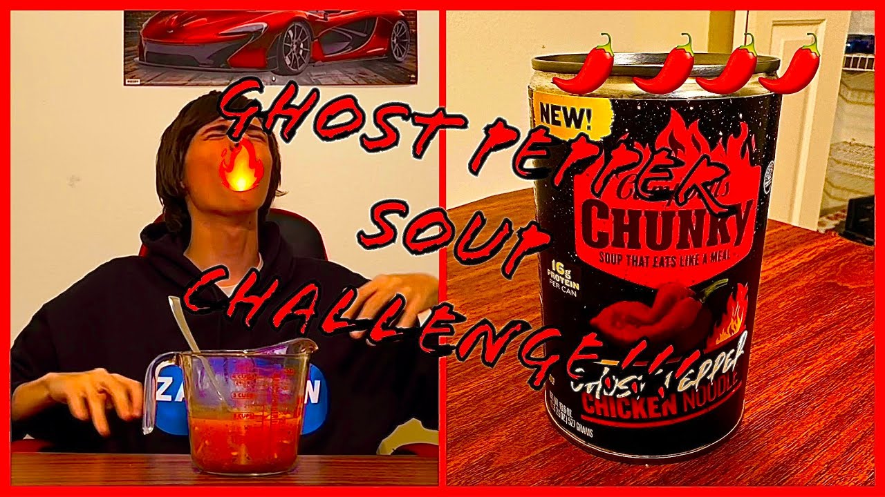Eating a can of GHOST PEPPER soup challenge - YouTube