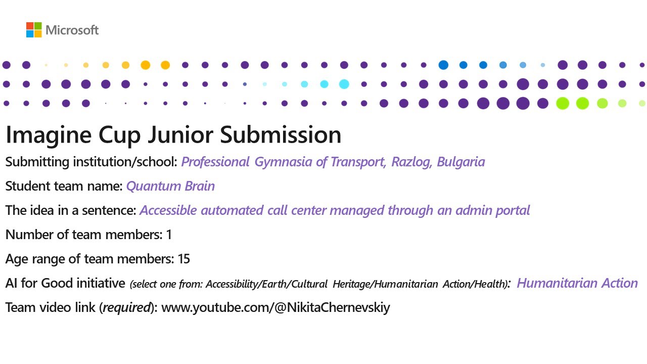 Quantum Brain Call Center | Imagine Cup Junior 2024 - YouTube