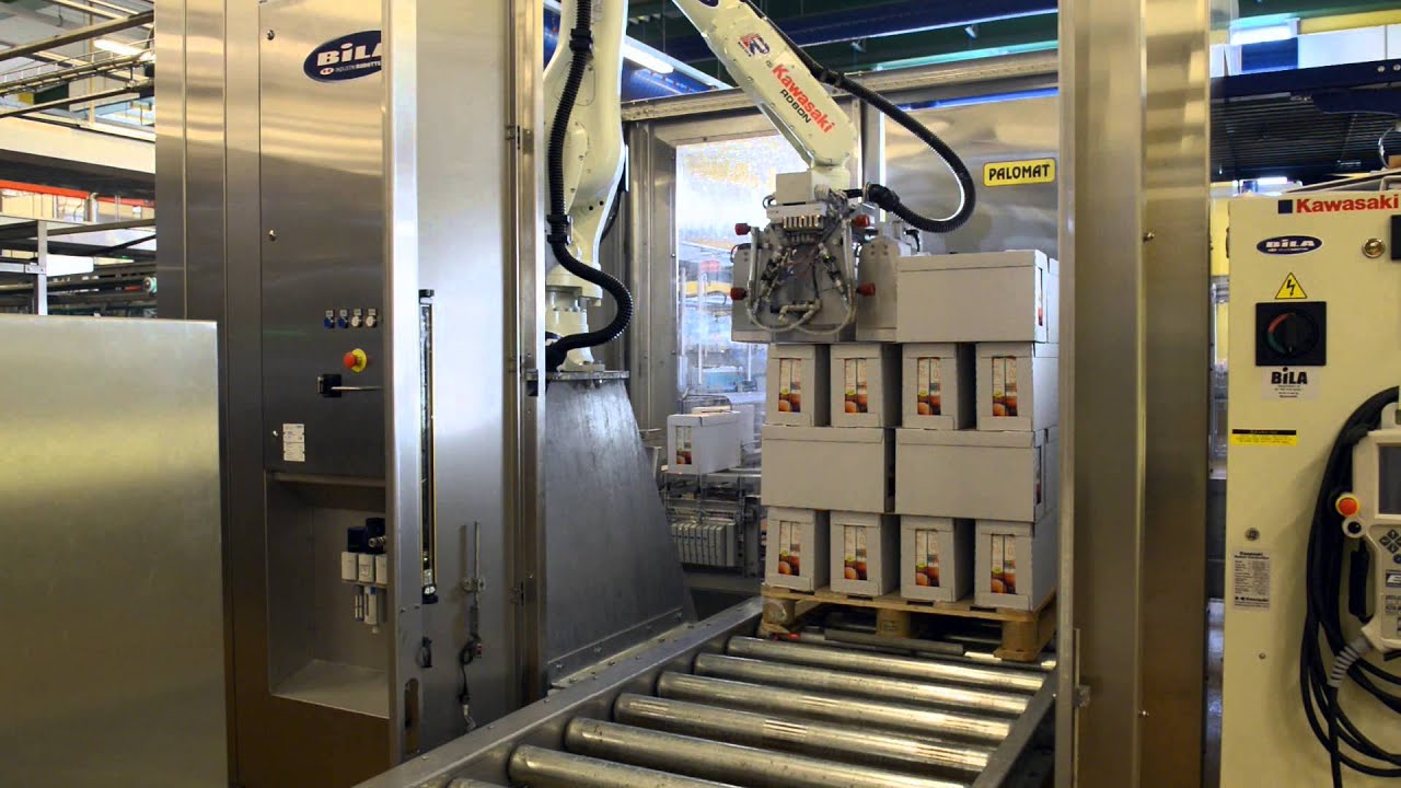 Pallet magazine/ pallet dispenser PALOMAT Inline at Arla dairy - YouTube
