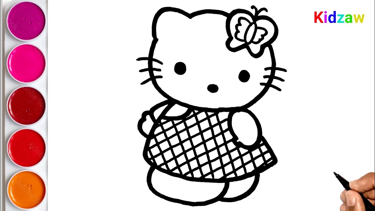Fat Hello Kitty Drawing and Coloring for Kids, Toddlers. How to Draw a ...