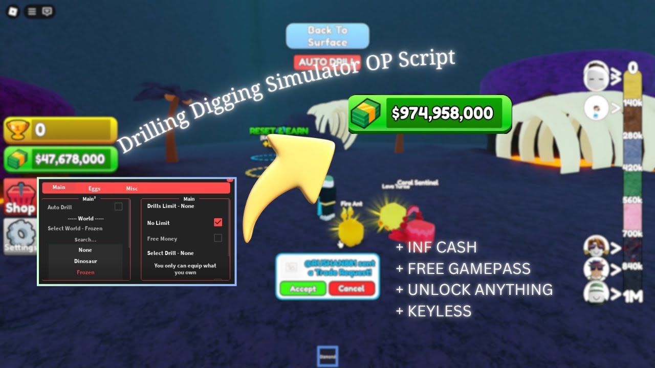 *NEW* Drill Digging Simulator Script Keyless - INF MONEY - YouTube