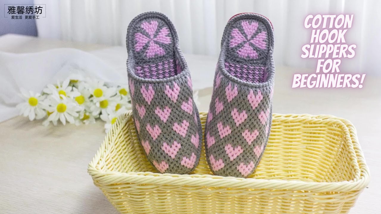 How to Crochet Cotton Hook Slippers for Beginners Step by Step Tutorial ...
