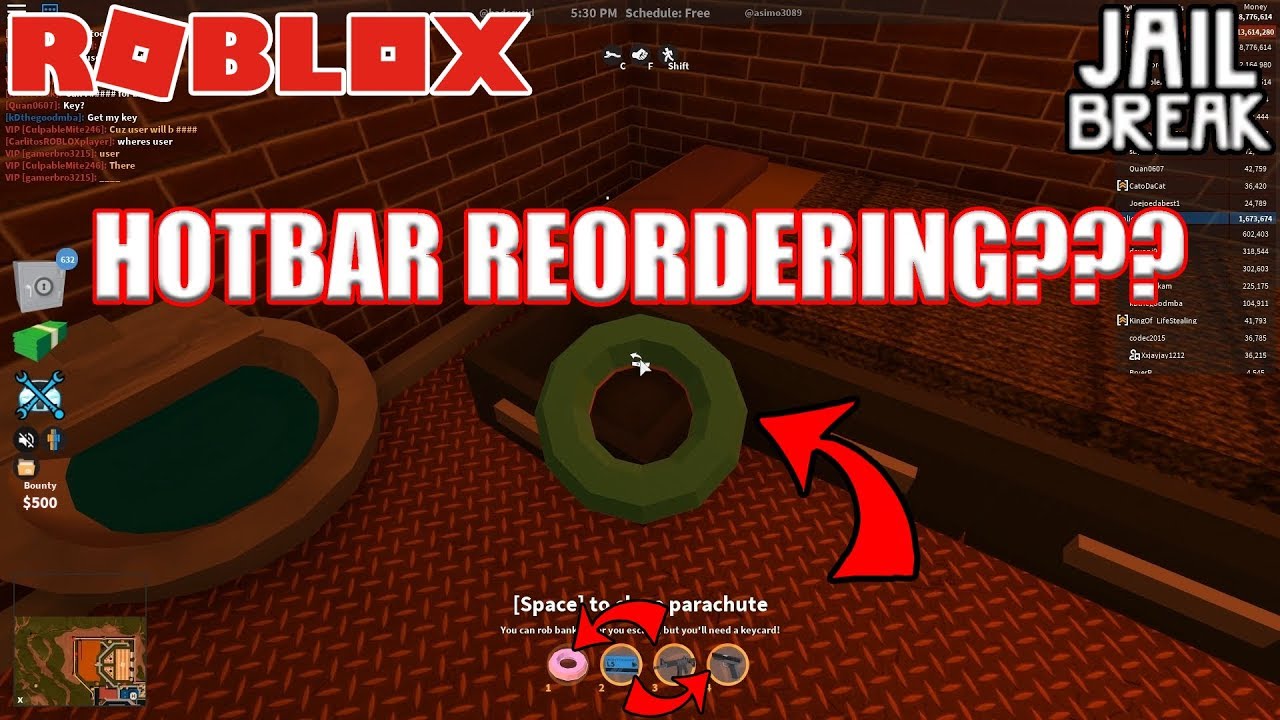 HOTBAR REORDERING??? | Roblox Jailbreak - YouTube