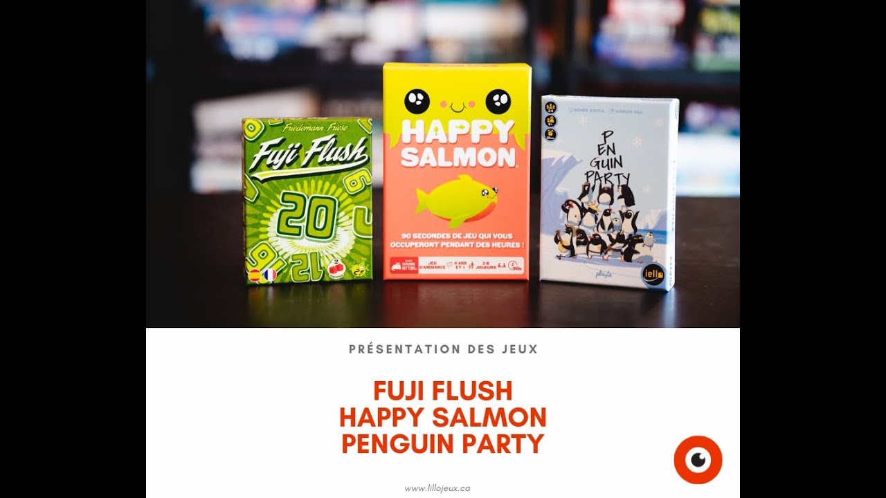 Les jeux de société Penguin Party, Happy Salmon et Fuji Flush - YouTube
