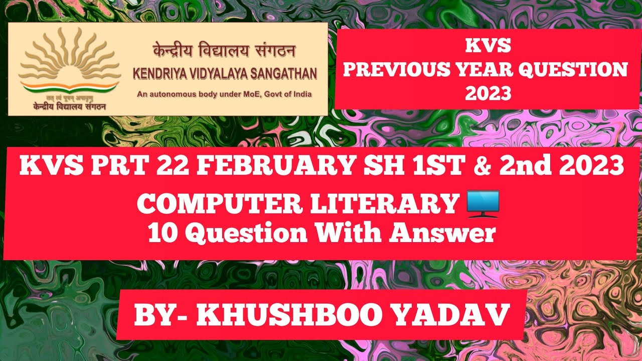 KVS PRT PREVIOUS YEAR QUESTION PAPER || KVS PRT 22 FEBRUARY SH 1st ...
