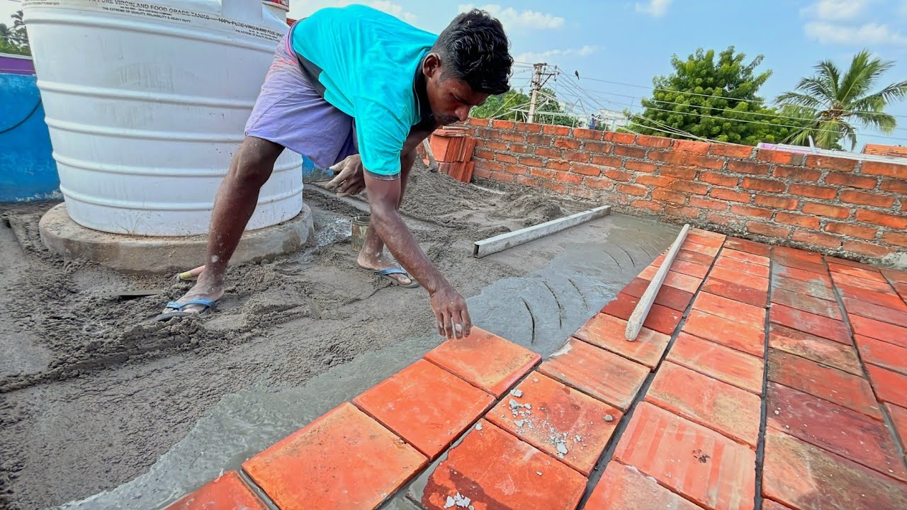 Roof Floor Techniques_Installation Terracotta Tile Fast and Easy Work ...