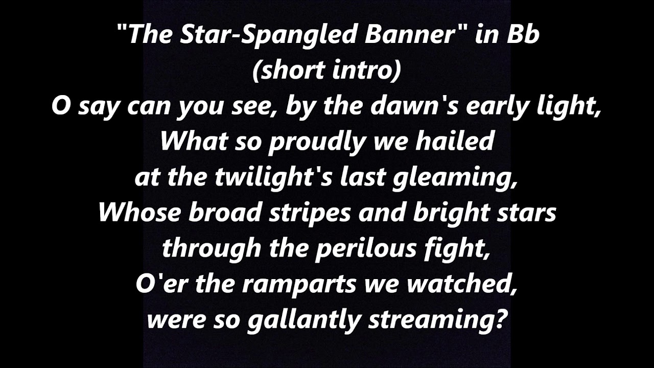 NATIONAL ANTHEM Karaoke Bb instrumental backing tracks Lyrics Words ...