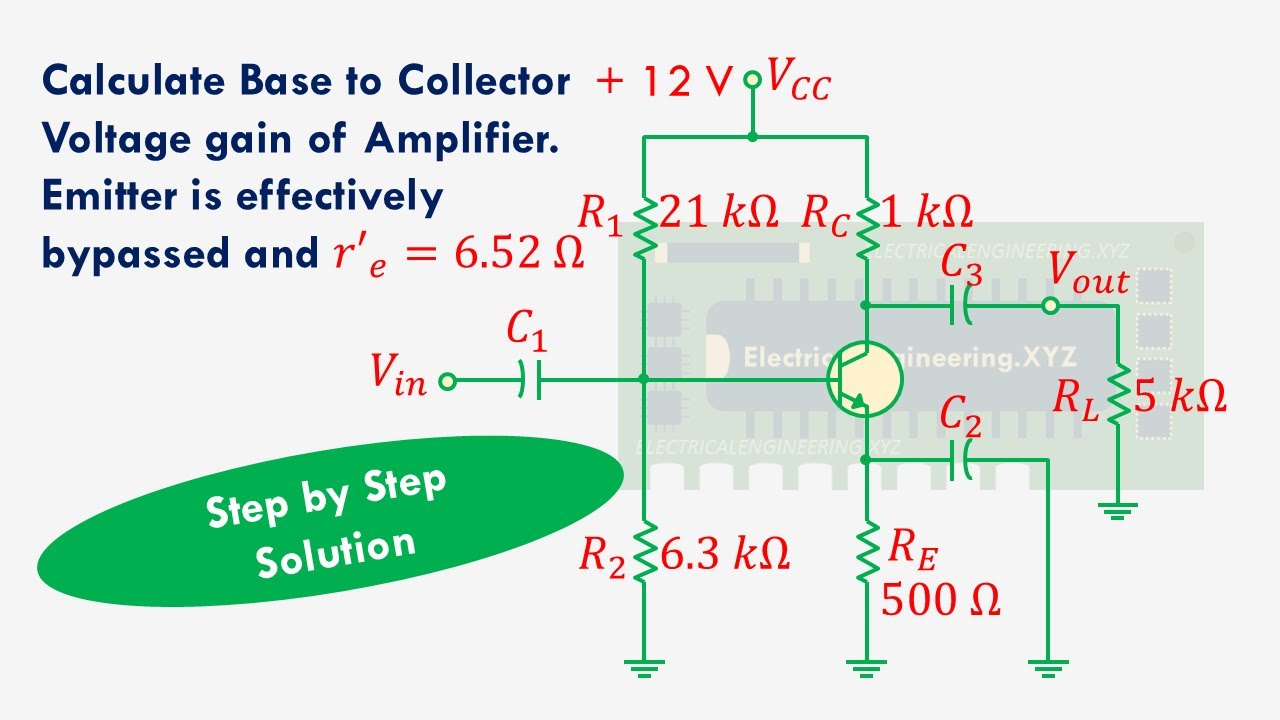 How to Calculate Base to Collector Voltage gain of Common Emitter BJT ...