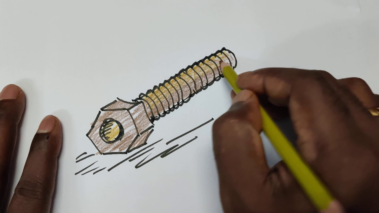 How to draw bolt - Drawing tutorials for beginners (Tools Picture for ...