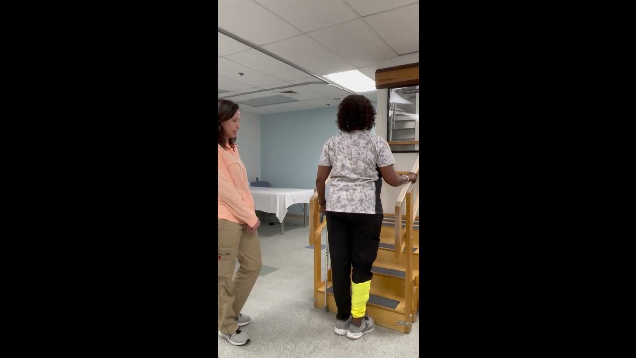 Climbing Steps With 1 Rail Using a Cane - YouTube