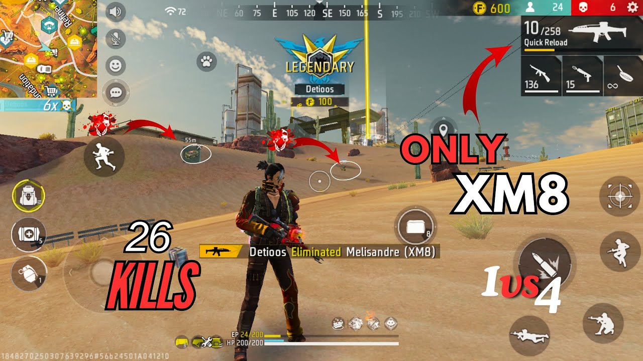 Only XM8 Gun Full Gameplay | 99% Headshot Rate 🔥| Garena Fire | Solo Vs ...