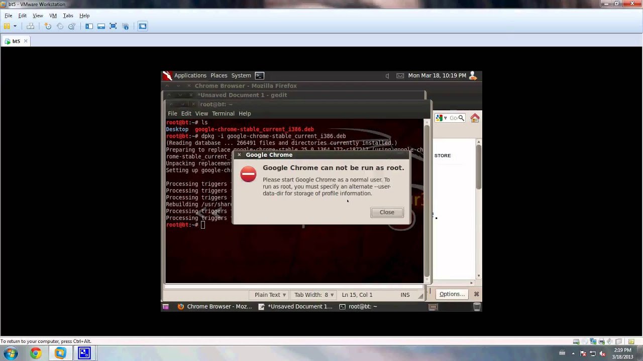 Install Google Chrome On BackTrack5 R3 Linux As Root - YouTube