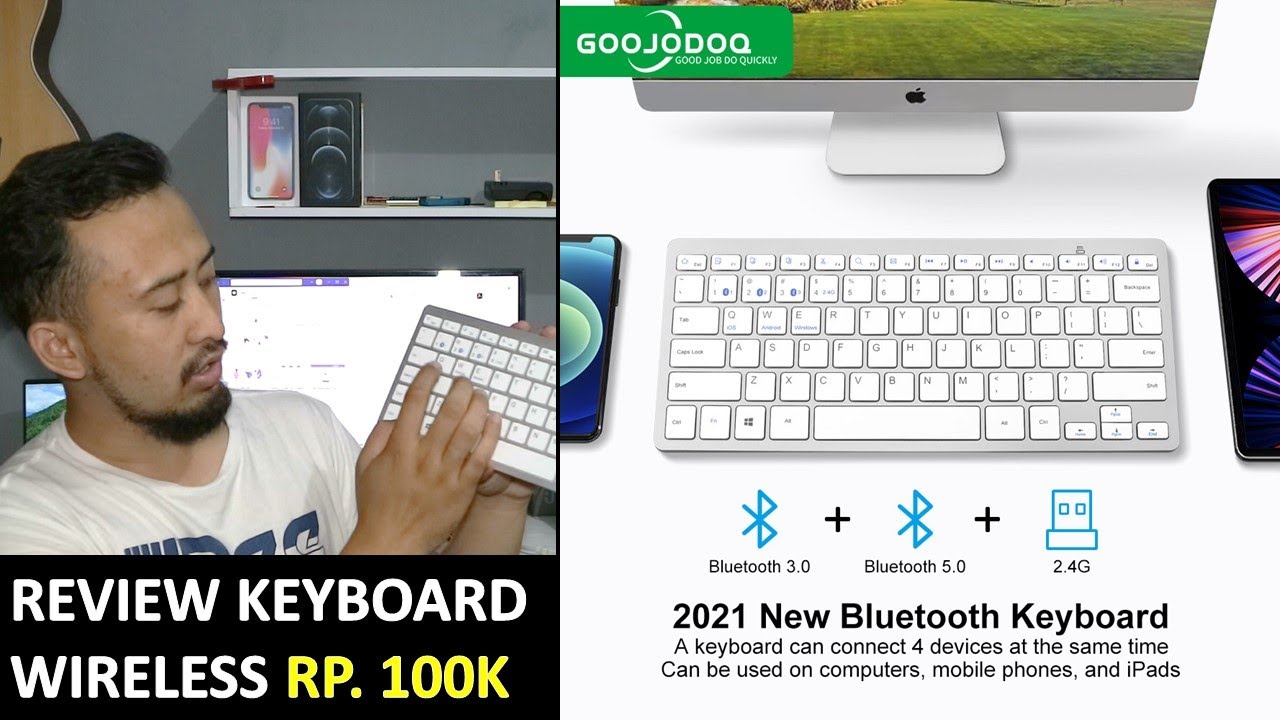 REVIEW KEYBOARD WIRELESS & Bluetooth RP. 100K GOOJODOG - YouTube