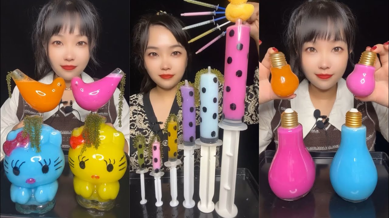 [ASMR] COLORFUL DRINKING COLD WATER (drinking sounds) Renkli İçecekler ...