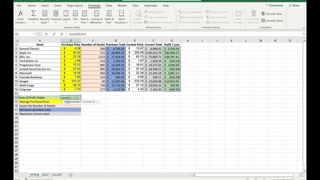 Basic Excel Formulas Tutorial - YouTube