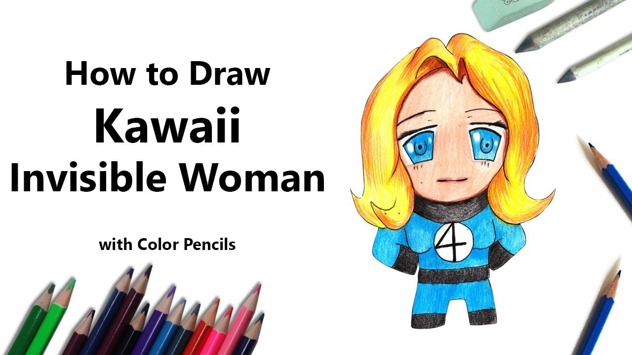 How to Draw Kawaii Invisible Woman Step by Step - very easy - YouTube