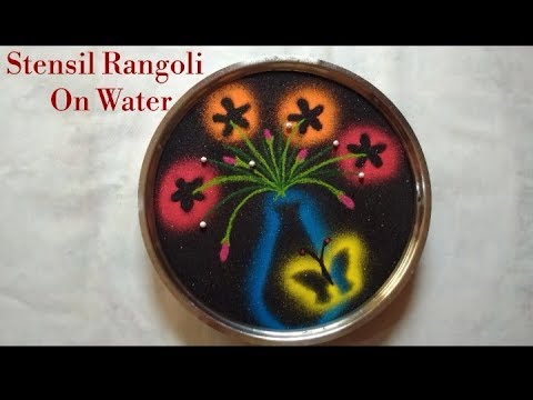 Easy and Beautiful Stensil Rangoli on Water - YouTube