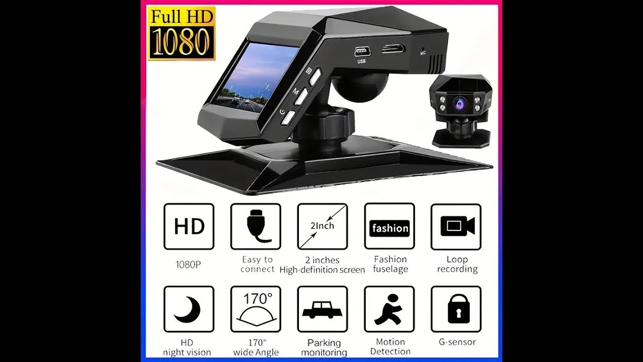 1080P Full HD Dash Cam Car Video Driving Recorder With Center Console ...