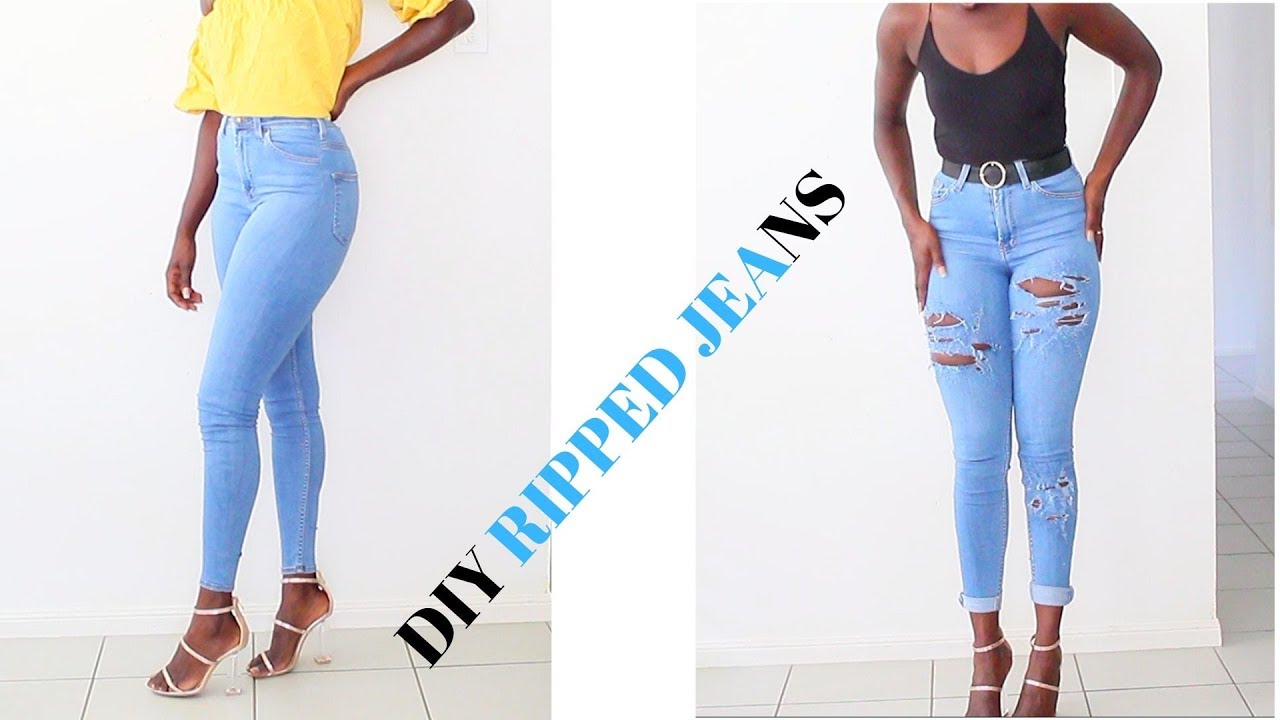 DIY RIPPED JEANS - YouTube