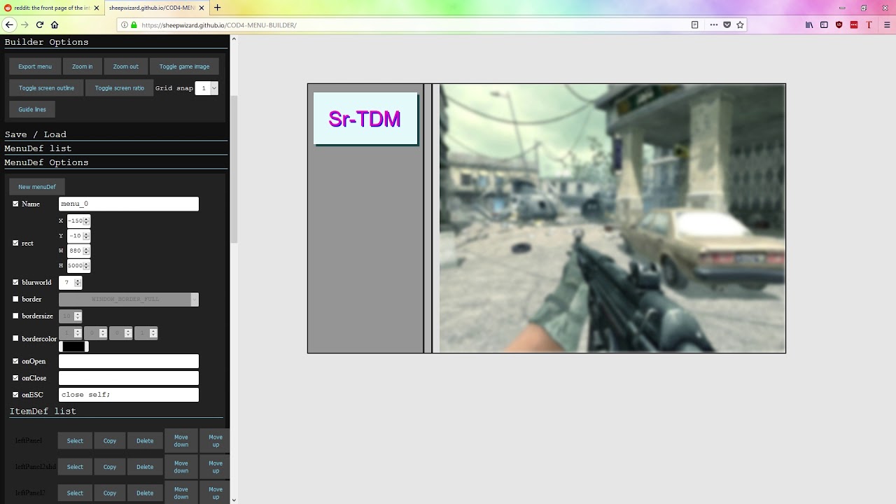 CoD4 Menu Builder | Left panel menu - YouTube