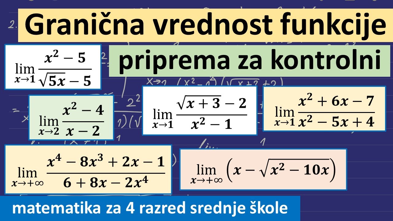 Granična vrednost funkcije priprema za kontrolni - matematika za 4 ...