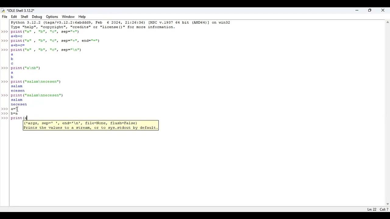 Python sep, end funksiyaları - YouTube