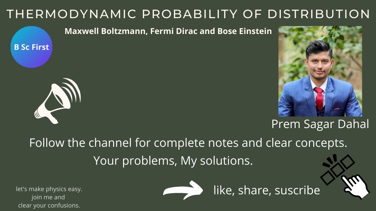Thermodynamic probability of MB FD & BE Distribution - YouTube