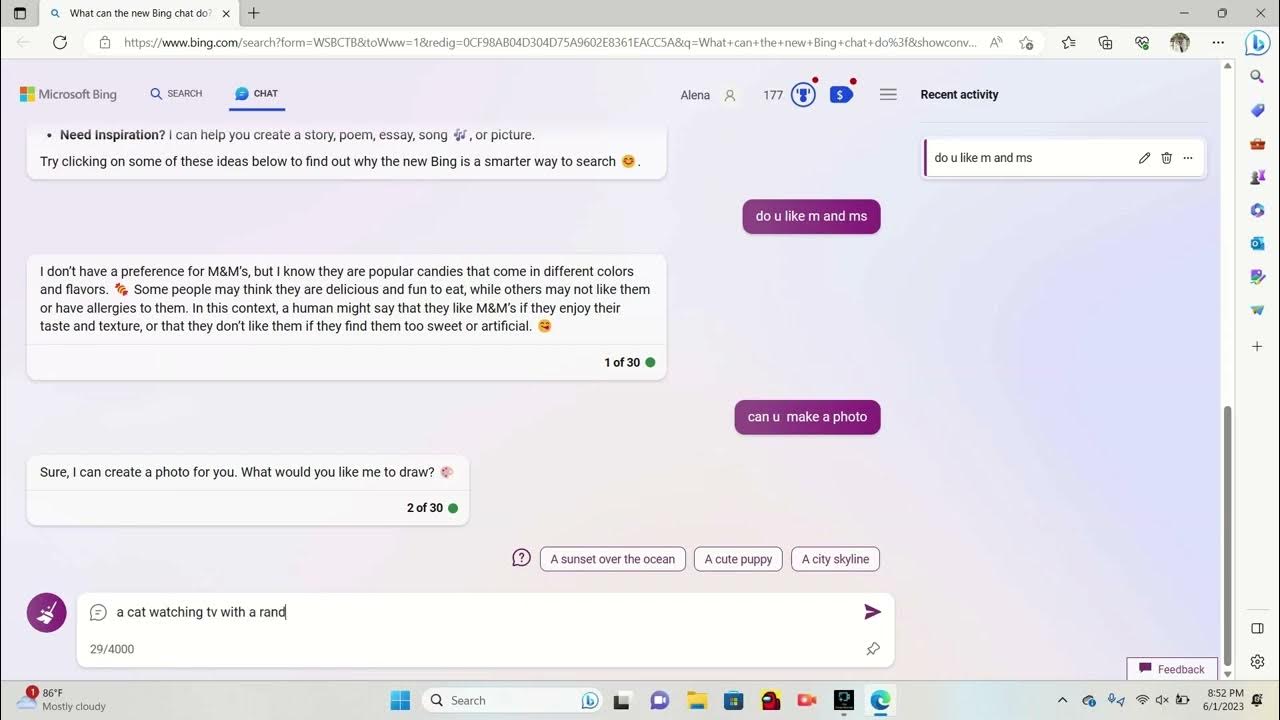 COOPERS FIRST VIDEO! talking to microsft bing - YouTube