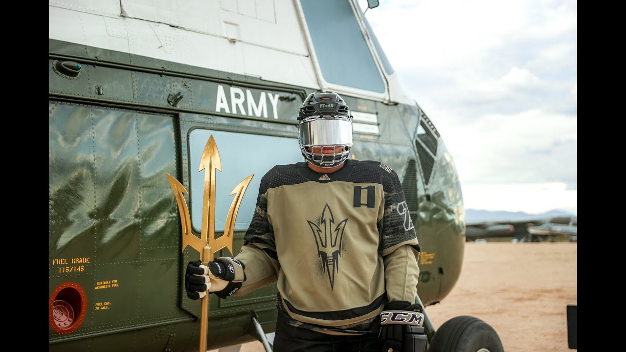 Hockey Debuts Military Appreciation Uniforms - YouTube
