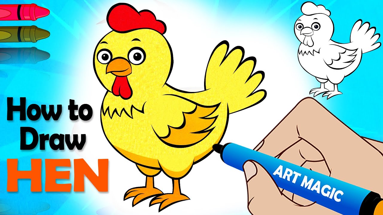 🐔Hen-tastic Drawings: | Step by step drawing tutorial of a hen - YouTube