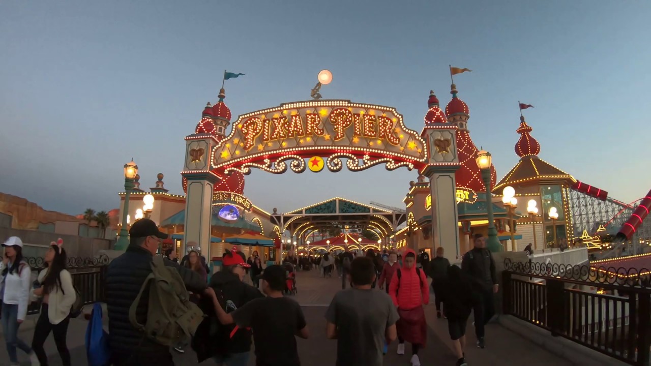 Pixar Pier Walk Through 4K Video - Night - YouTube