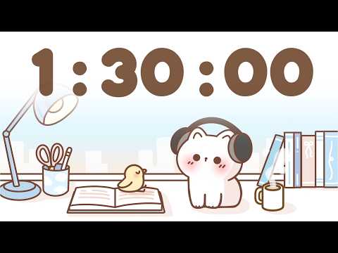 90 Minute Timer 🐱 1 hour 30 minute Study Timer for Classroom Focus