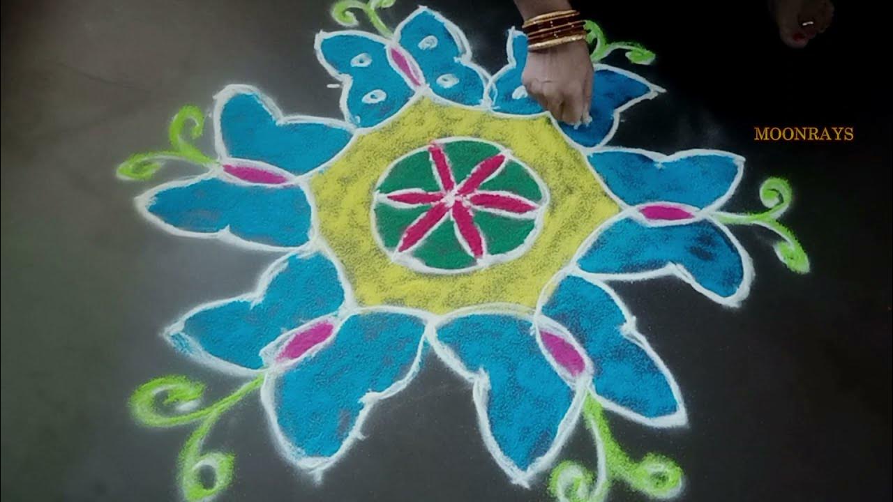 Beautiful Rangoli Design|simple and Easy Rangoli design |Colourful ...
