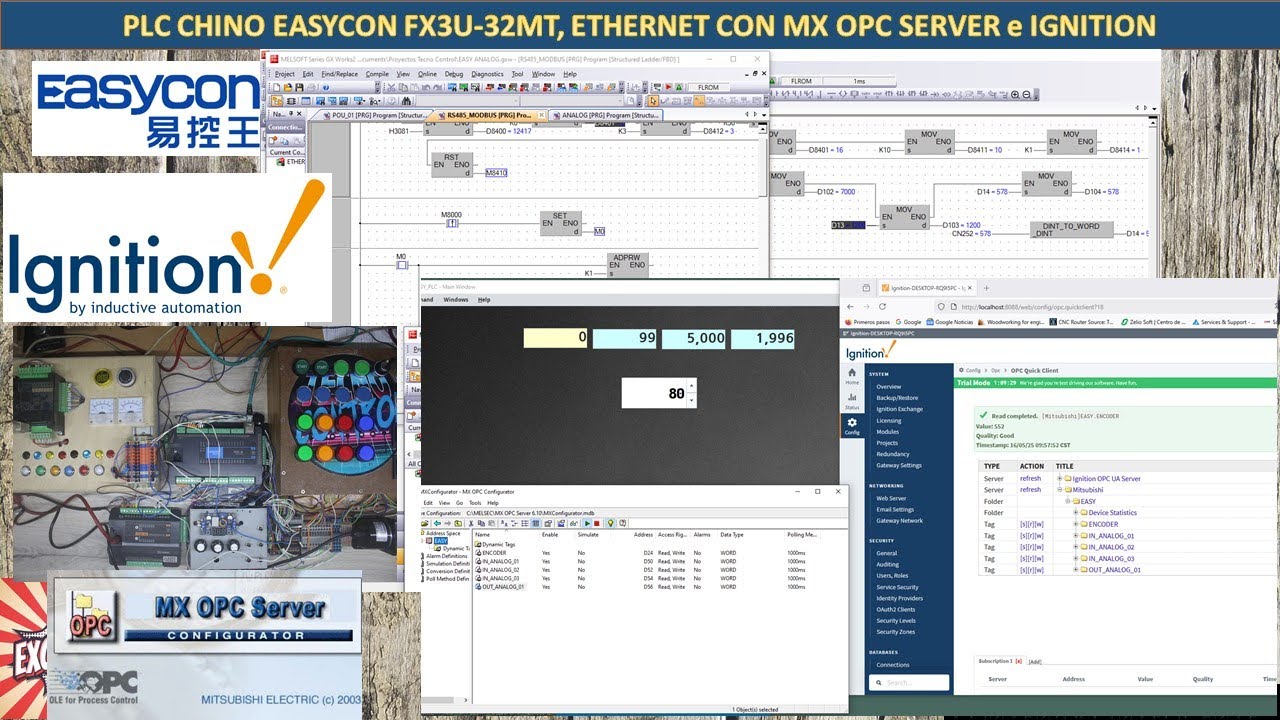 07-PLC CHINO EASYCON FX3U-32MT, ETHERNET CON MX OPC SERVER e IGNITION - YouTube