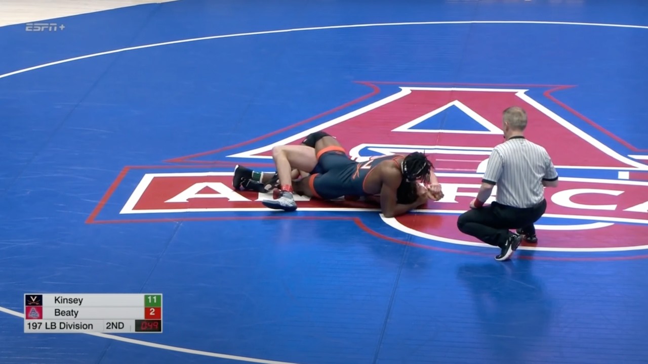 197lbs Krystian Kinsey (Virginia) vs Caleb Beaty (American) - YouTube