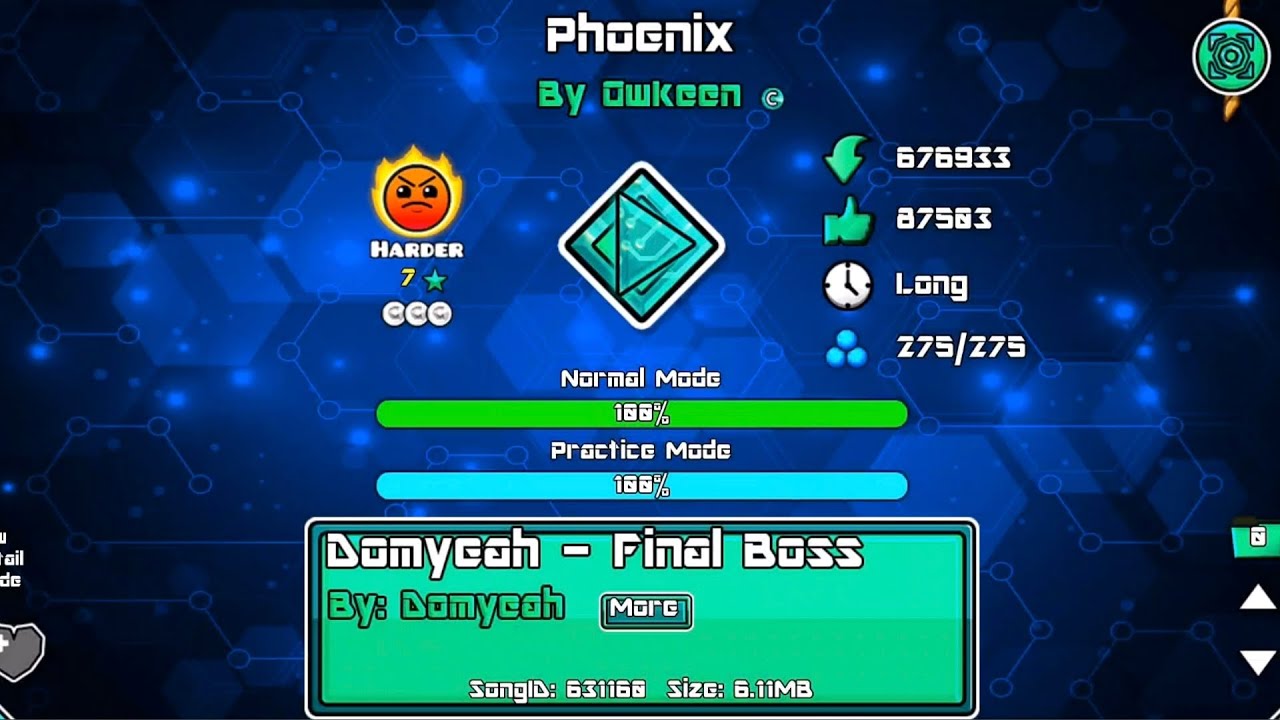 [4K] Phoenix 100% (Harder 7⭐) By Owkeen All Coins 🥈🥈🥈 (GD) - YouTube