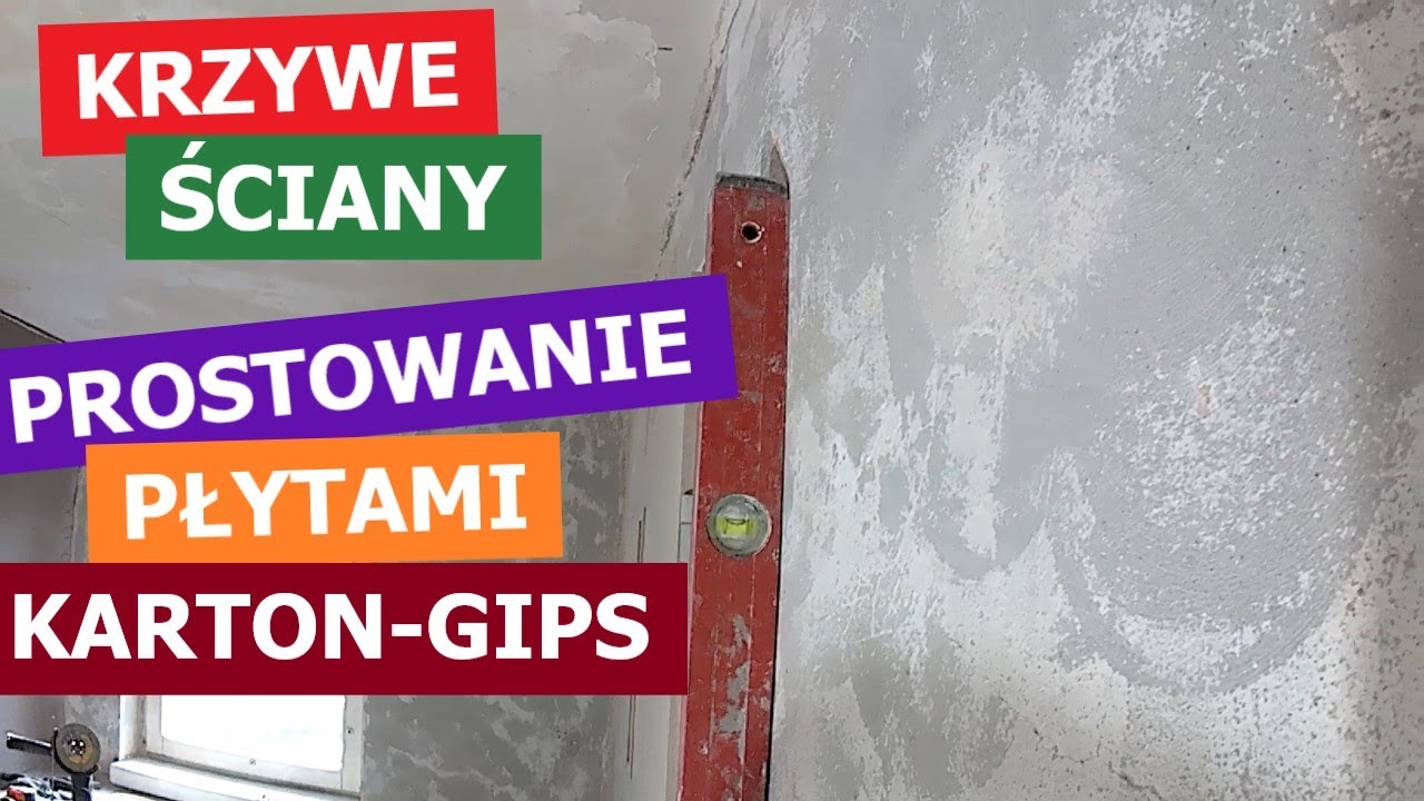 Prostowanie krzywych ścian płytami karton gips - YouTube