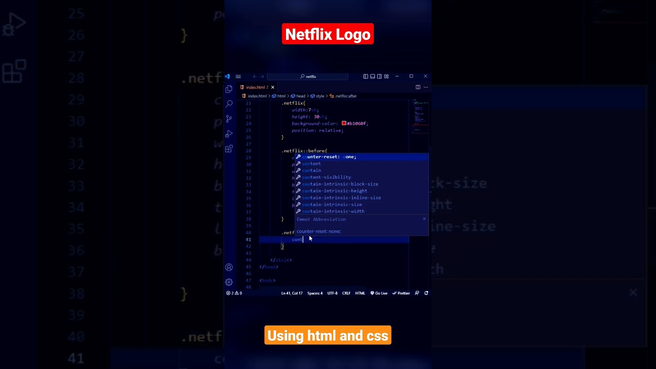 Netflix Logo Using Html And Css Wednesday Coding Css Html Netflix 8872