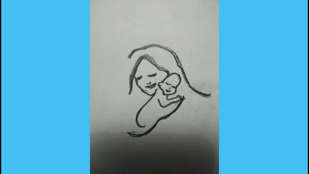 How to draw mother and baby# easy draw for mother and baby - YouTube