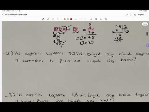 4.SINIF İki Bilinmeyenli Denklem Soruları -1