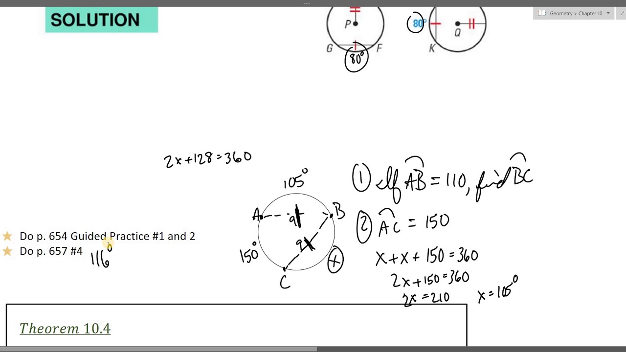 LCA Geometry Lesson 10.3 Apply Properties of Chords - YouTube