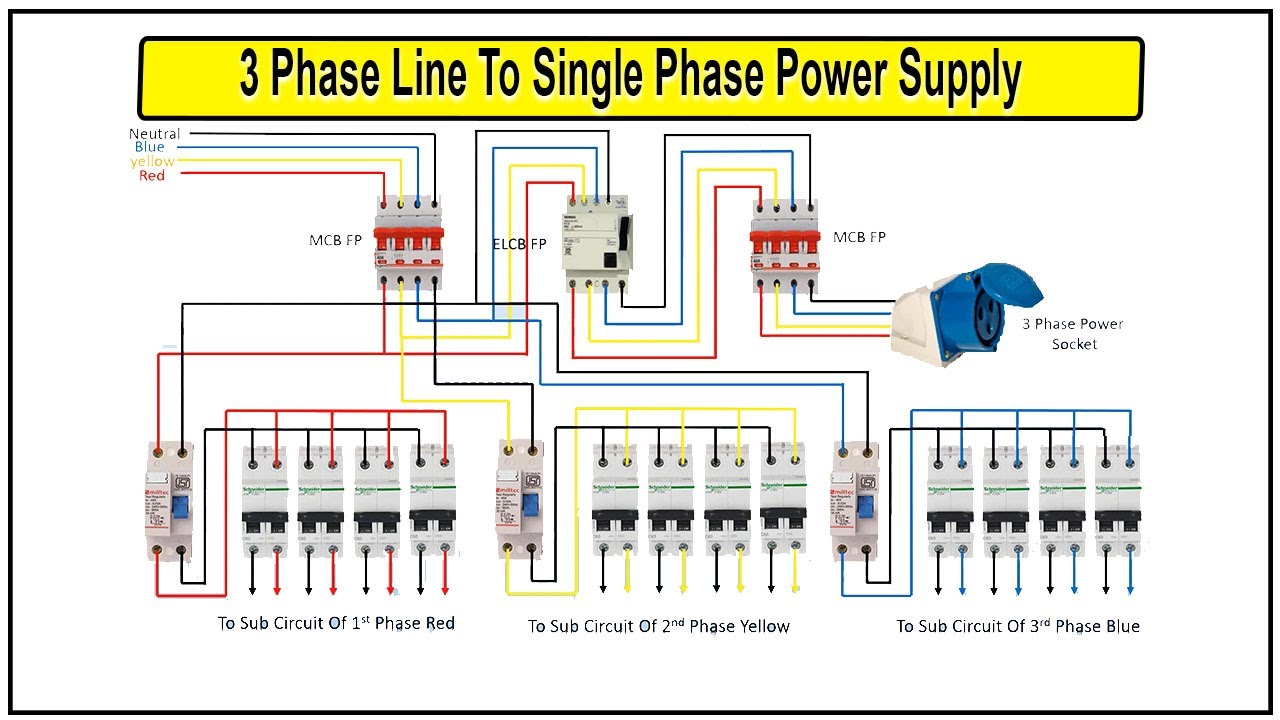 3 Phase Line To Single Phase Power Supply | Motor - YouTube